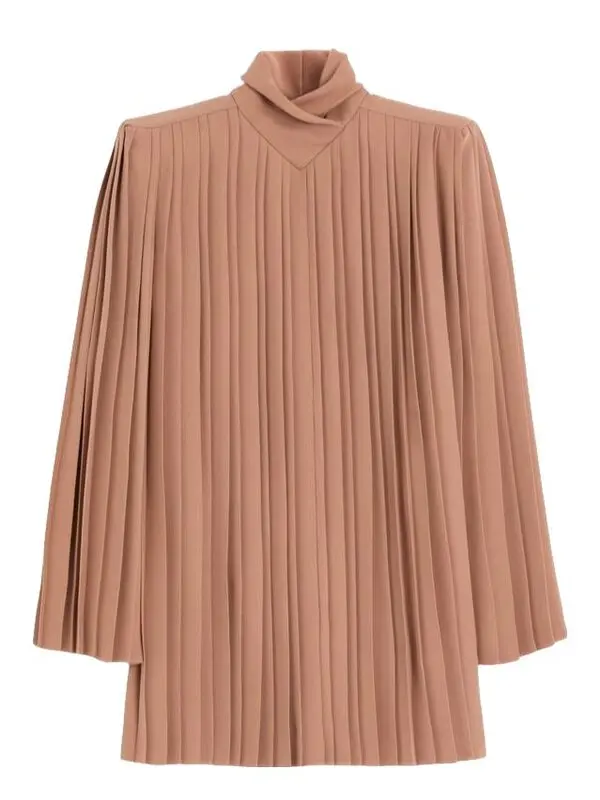 Valentino Garavani High-neck Pleated Tunic Top - Pink