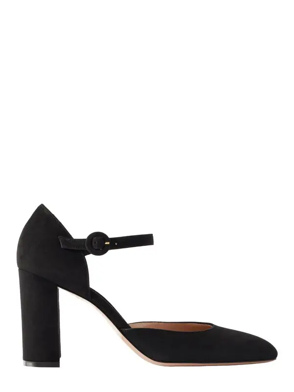 GIANVITO ROSSI Suede Block Heel Mary Jane Pumps - No