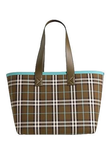 Burberry Printed Canvas And Leather Tote Bag - Green