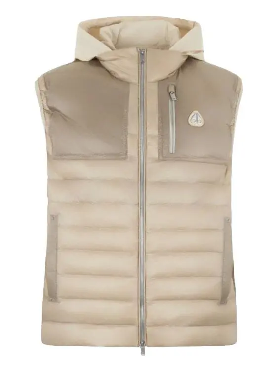 Moose Knuckles Sleeveless Quilted Hooded Jacket - Beige