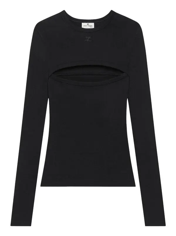 COURREGES Long Sleeve Cut Out T-shirt - Black