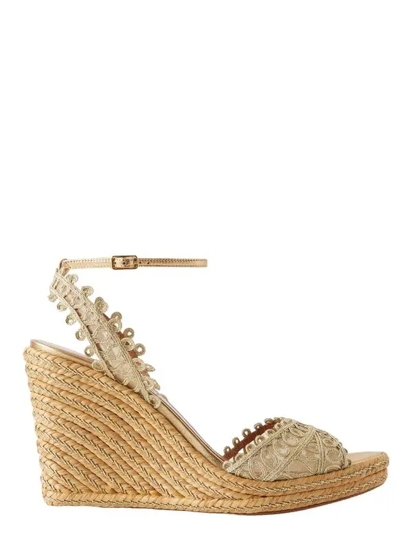AQUAZZURA Raffia Wedge Espadrille Sandals - Nude