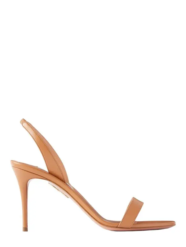 AQUAZZURA Leather Slingback Sandals - Nude