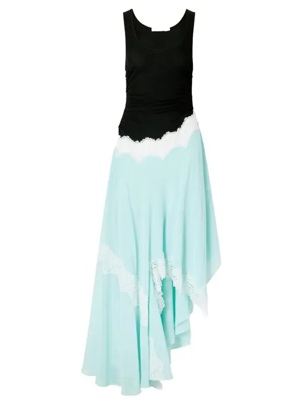 Christopher Esber Asymmetrical Lace-trimmed Gathered Dress - Multi-color