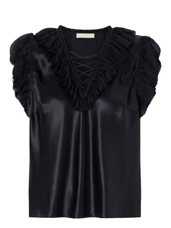 Ulla Johnson Ruffled Silk Blouse - Black