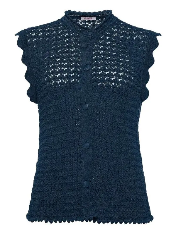 ERES High-neck Lace Top - Blue