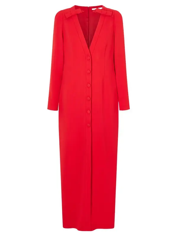 Alessandra Rich Bow-decorated V-neck Crepe Dress - Red