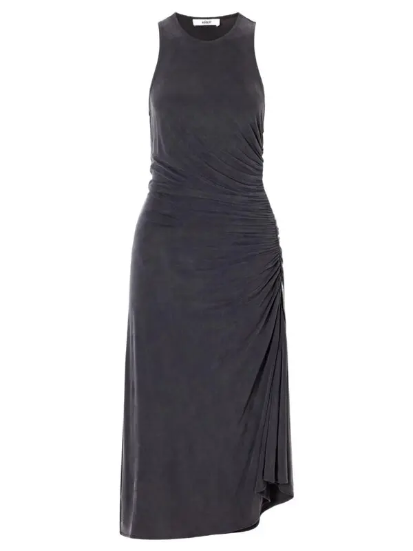 AGOLDE Sleeveless Draped Ruched Midi Dress - Black