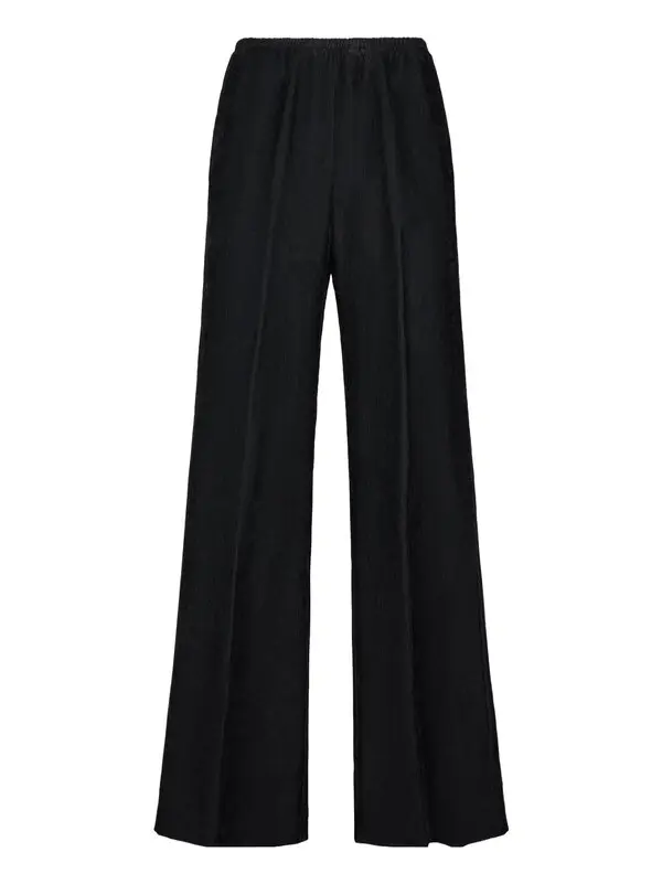 FORTE_FORTE High Waisted Pleated Wide Leg Trousers - Black