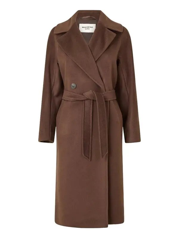 Max Mara Long Wool Blend Wrap Coat - Brown