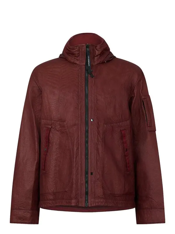 C.P. COMPANY Leather Effect Hooded Jacket - Red