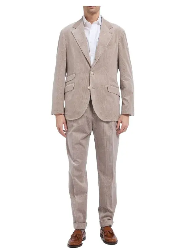 Brunello Cucinelli Long-sleeved Suit, Trousers, And Jacket - Nude