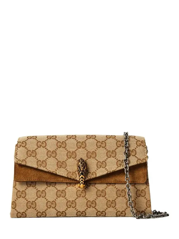 Gucci Monogram Mixed-material Crossbody Bag - Brown