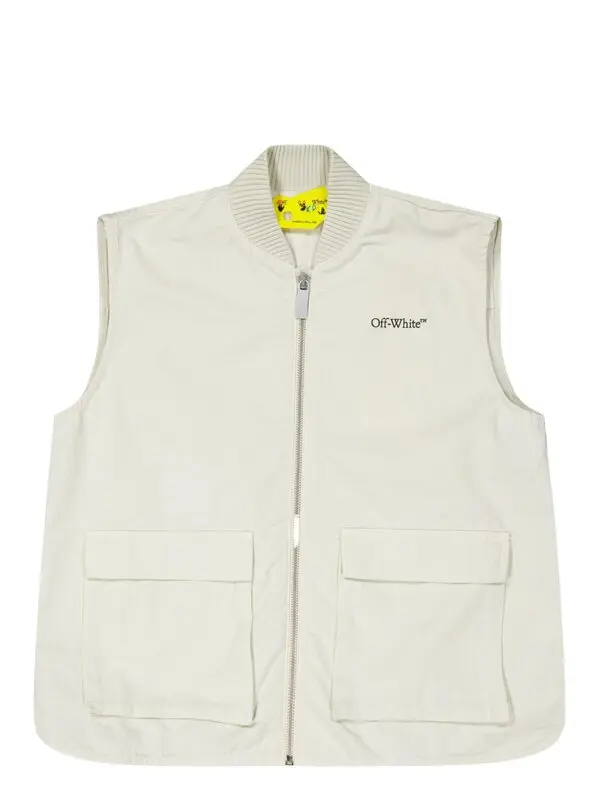 Off-White Sleeveless Coat - White