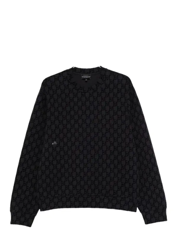 Emporio Armani Monogram Pattern Long Sleeve Sweater - Blue