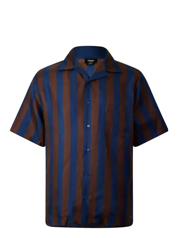 Fendi Verticalstriped Shortsleeve Shirt - Black