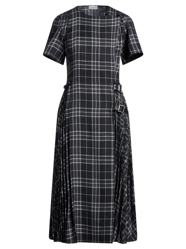 Burberry Plaid Ruched Dress - Black