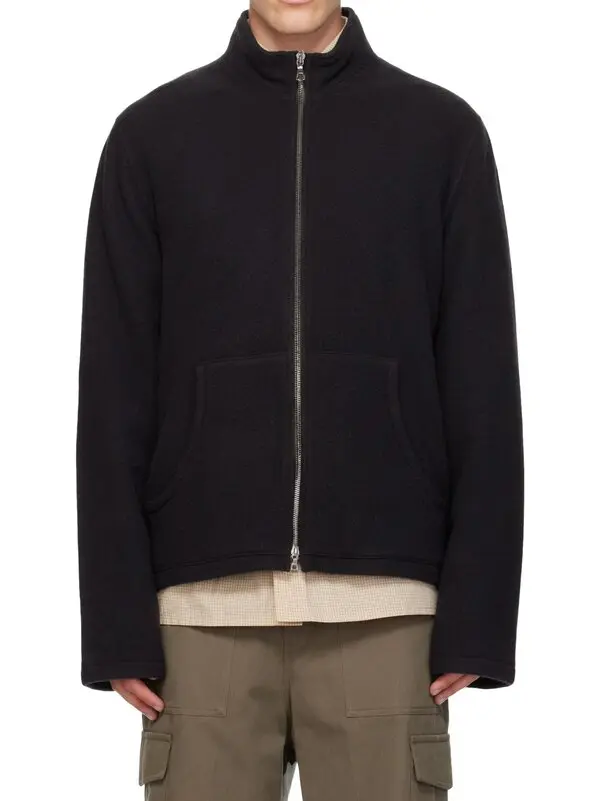 RIER Zip-up Jacket With Stand Collar And Patch Pockets - Charcoal-grey