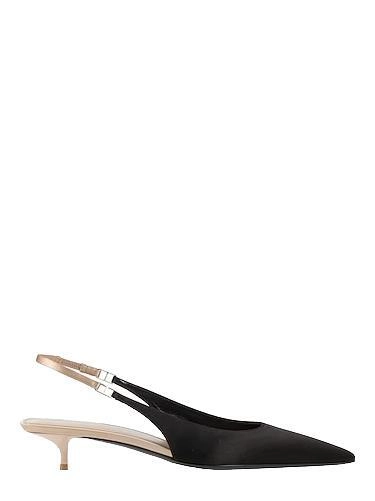 Saint Laurent Two-tone Satin Slingback High Heels - Black