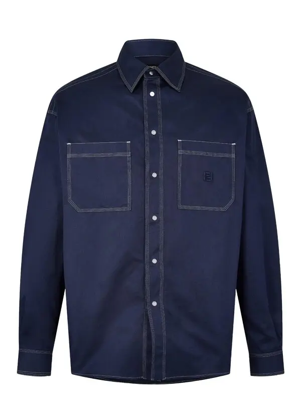 Fendi Longsleeve Collared Shirt - Blue