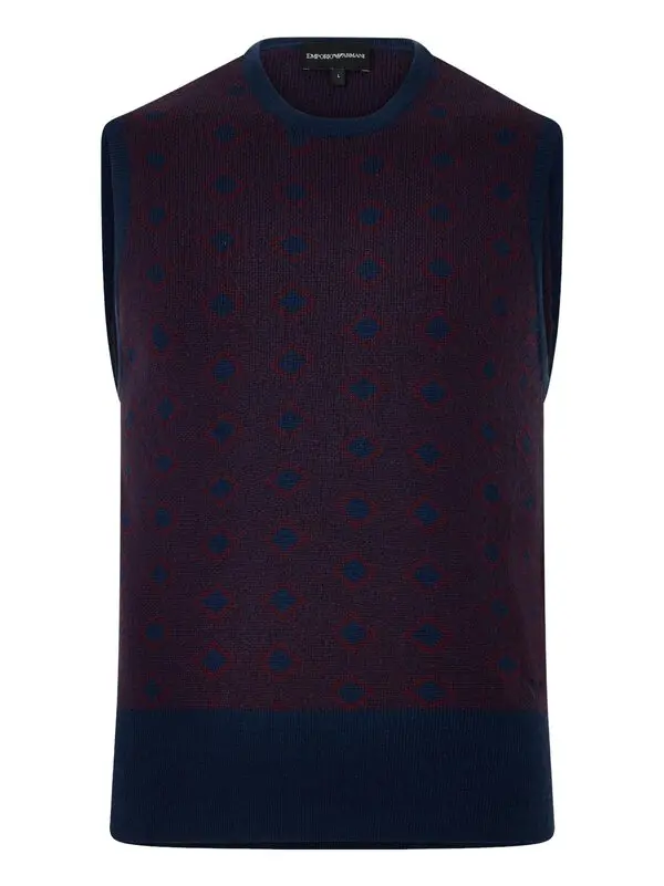 Emporio Armani Crewneck Knit Jacquard Waistcoat - Black