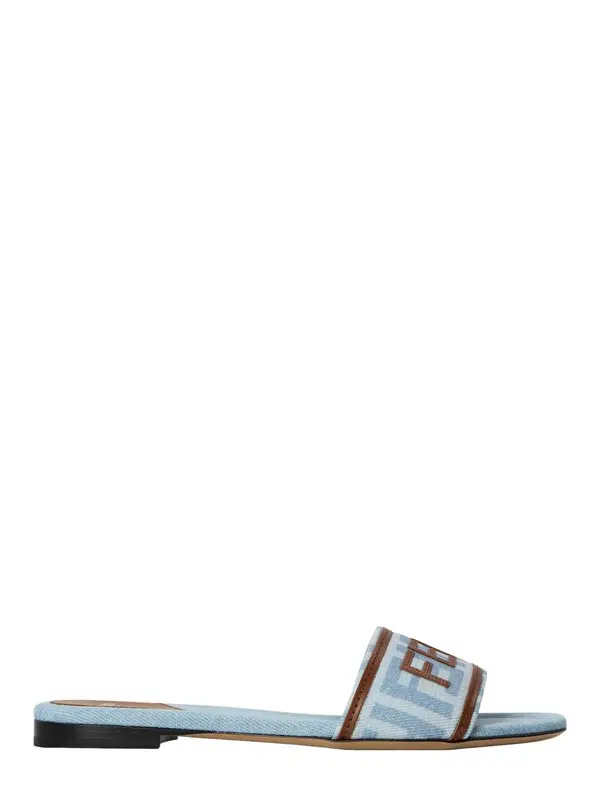 Fendi Denim Slide Sandals - Blue