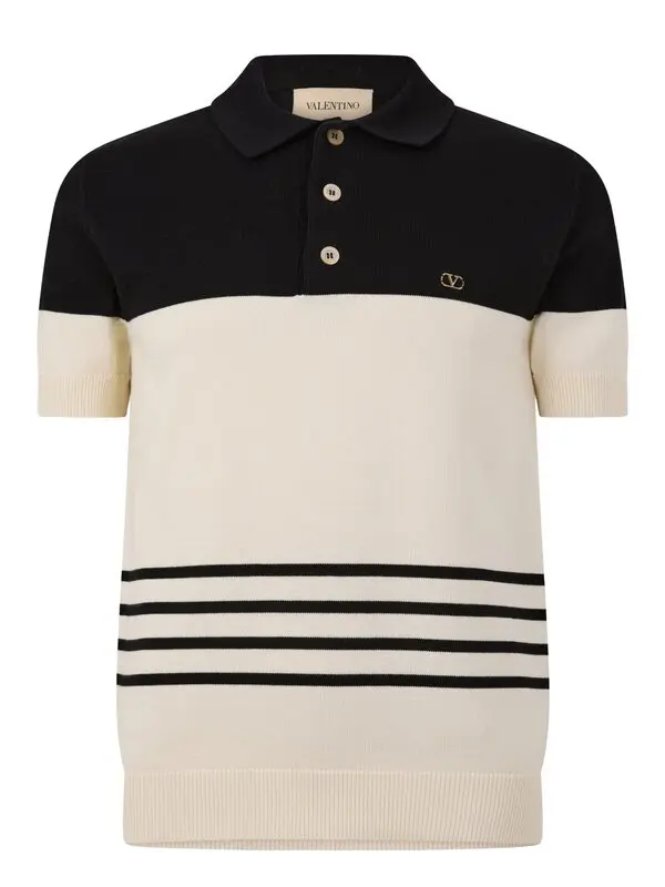 Valentino Garavani Shortsleeve Knit Polo Shirt - Black
