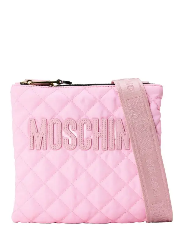 Moschino Quilted Logo Pouch With Chain Strap - Pink