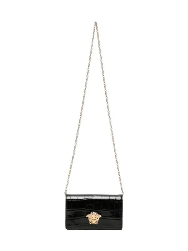 Versace Medusa '95 Croc-effect Shoulder Bag - Black