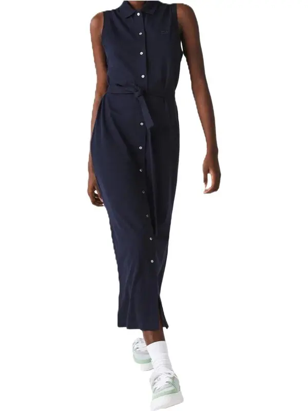 Lacoste Sleeveless Belted Shirtdress - Black