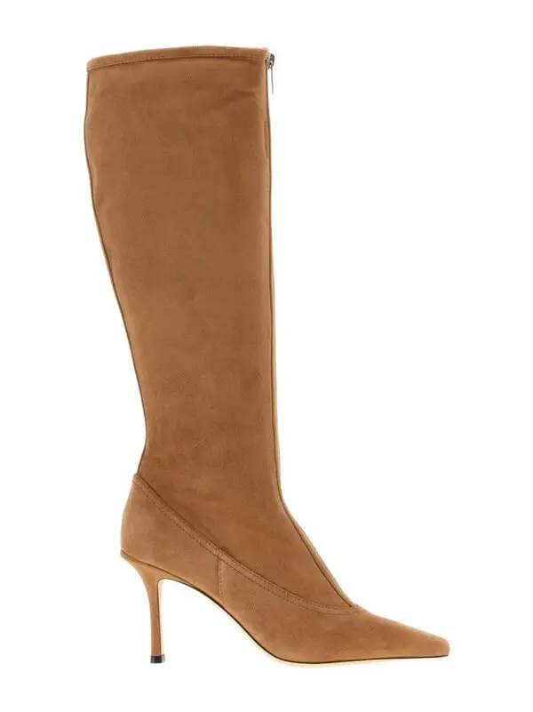 JIMMY CHOO Pointed Toe Tall Boots - Camel