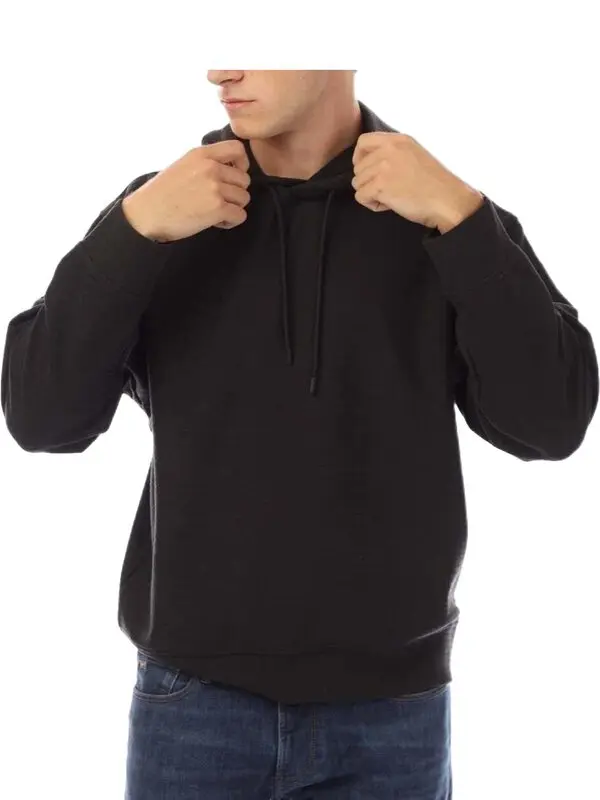 Emporio Armani Long Sleeve Hoodie With Print Detail - Black