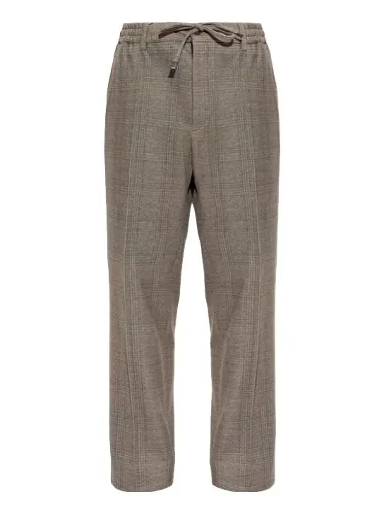 Etro Checkered Drawstring Casual Pants - Brown