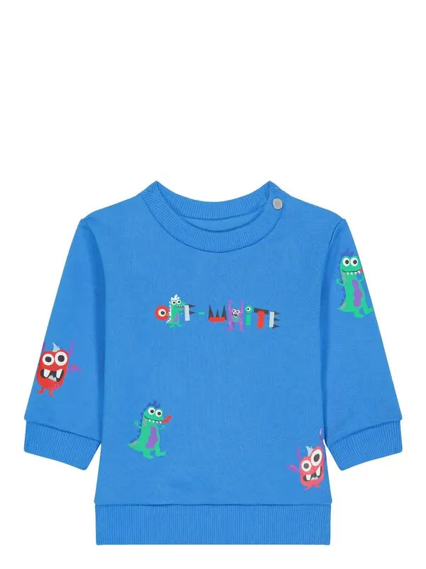 Off-White Long Sleeve Graphic Top - Blue
