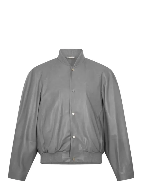 Fear Of God Leather Bomber Jacket - Grey