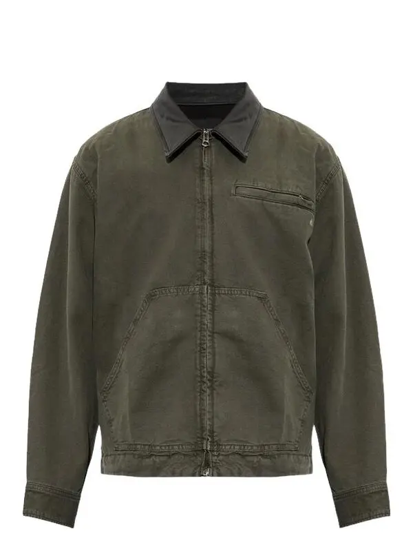 Rag & Bone Leather Collar Casual Jacket - Green