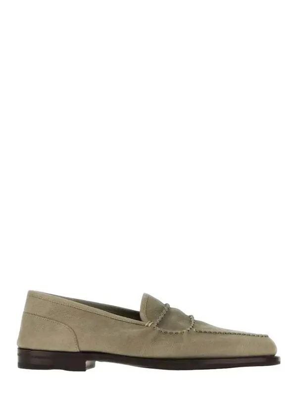 John Lobb Round-toe Loafers In Brushed Leather - Multicolor