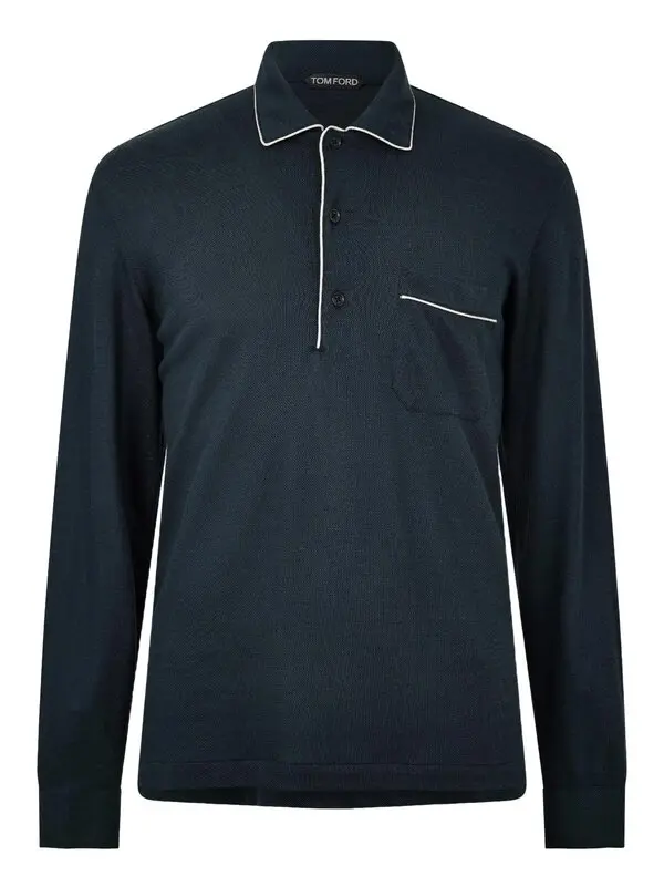 TOM FORD Solid Color Polo Shirt - Black