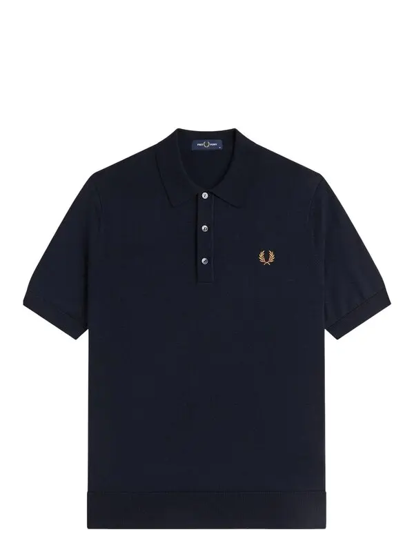 Fred Perry Knitted Short Sleeve Polo Shirt - Black