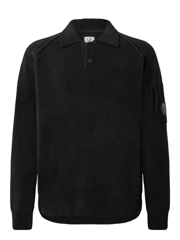 C.P. COMPANY Solid Color Polo Shirt - Black