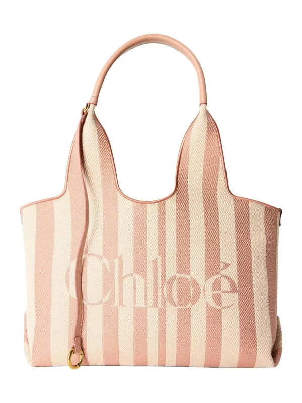 Chloé Striped Canvas Tote Bag - Nude