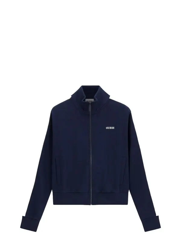 Guess High Neck Zip-up Sports Top - Black