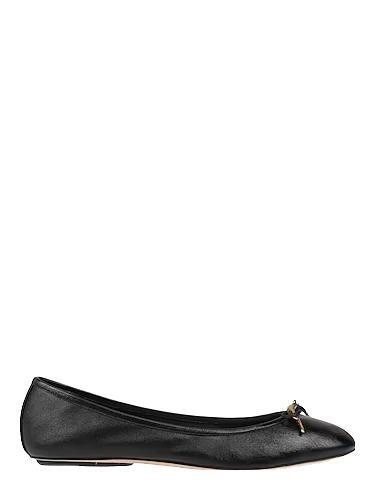 Chloé Genuine Leather Ballet Flats With Bow Detailing - Black