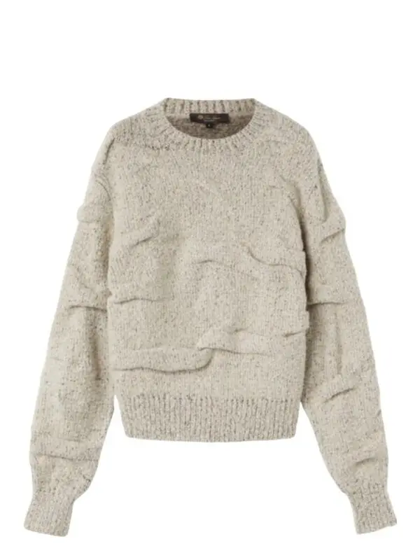 Loro Piana Crewneck Knit Sweater With Textured Detailing - Nude