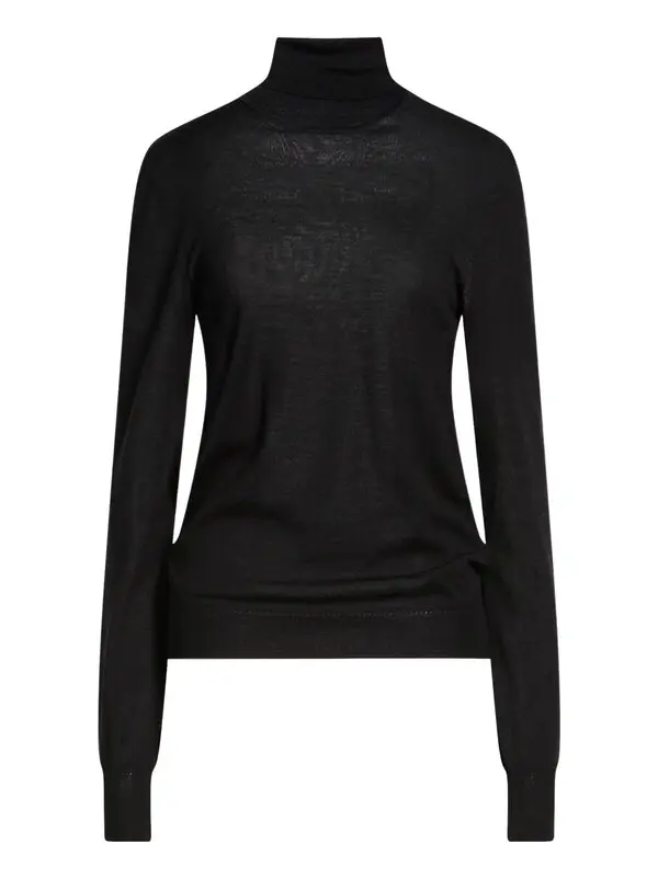 Saint Laurent Wool Turtleneck Long Sleeve Pullover - Black