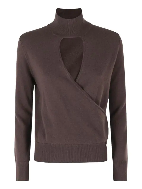 Herno Wrap-effect Sweater With Keyhole Detail - Black