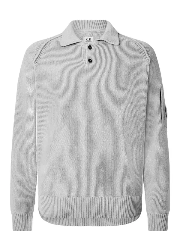 C.P. COMPANY Solid Color Polo Shirt - Gray