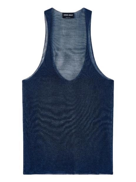 Giorgio Armani Viscose Lurex Top - Blue