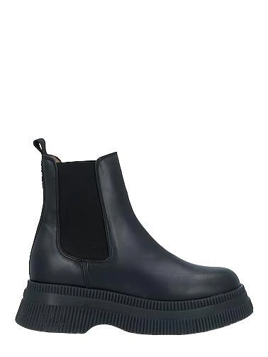 GANNI Leather Platform Boots - Black