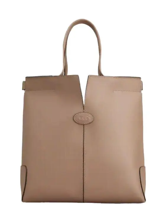 TOD'S Small Di Folio Shopping Tote With Logo Detail - Brown